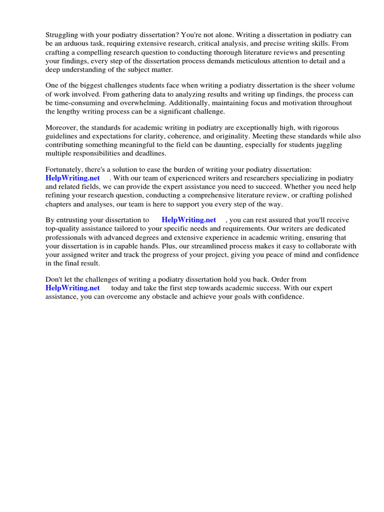 Podiatry Dissertation Examples | PDF