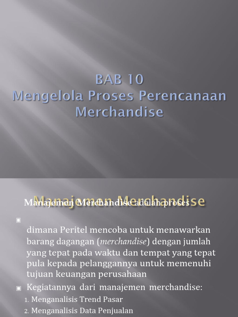Perencanaan Merchandise | PDF | Pengelolaan Keuangan & Uang | Bisnis