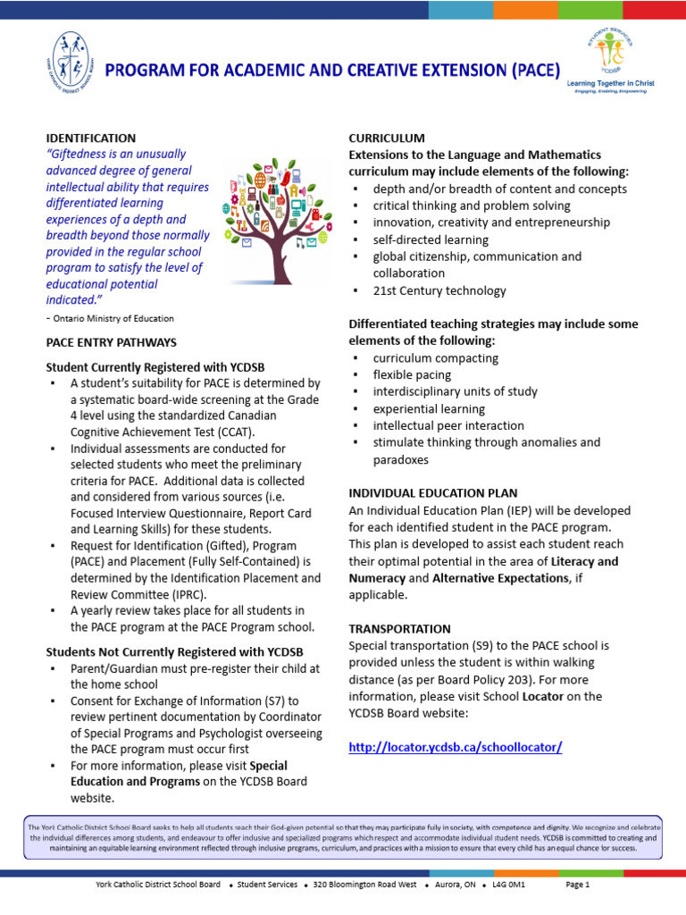 YCDSB PACE-Flyer-2023 | PDF | Intellectual Giftedness | Education Theory