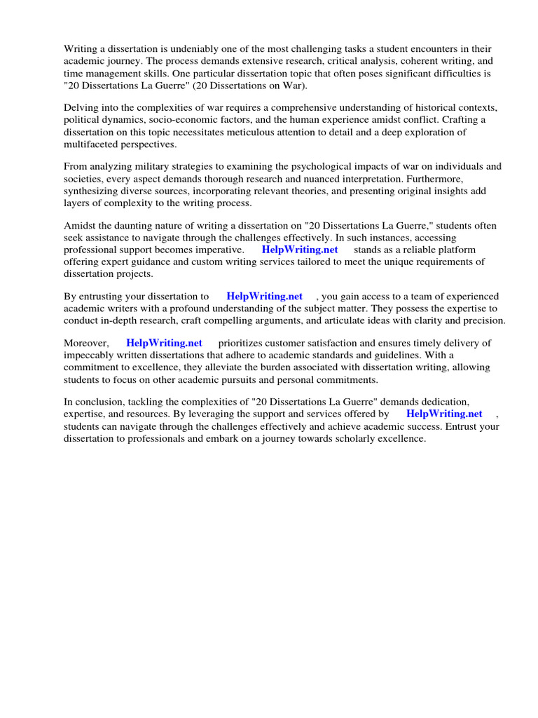 20 Dissertations La Guerre | PDF | Thesis | Expert