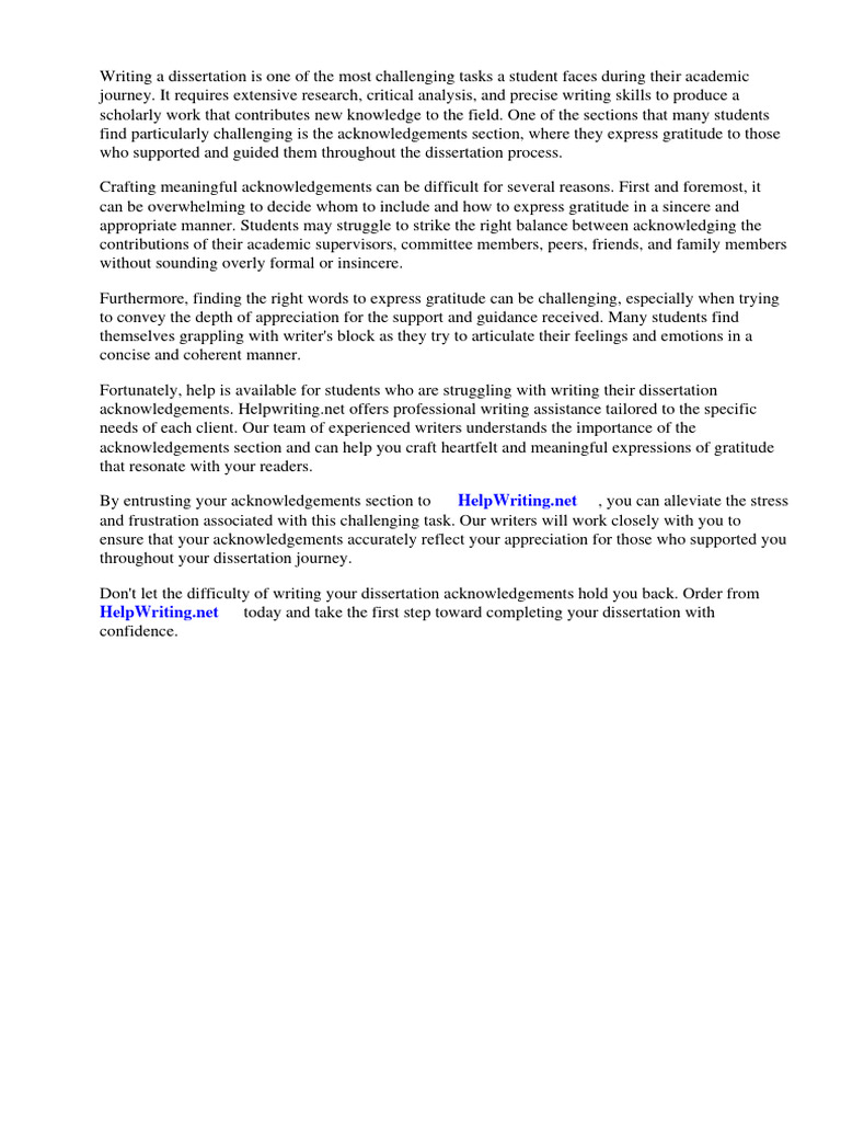 Dissertation Acknowledgements Examples | PDF | Thesis | Gratitude