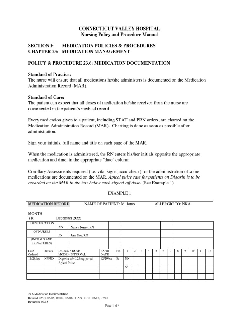 23.6 Medication Documentation | PDF | Nursing | Dose (Biochemistry)