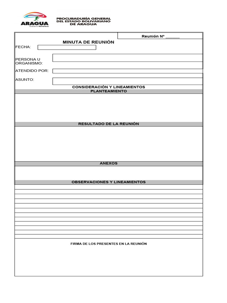 Minuta de Reunión | PDF | Negocios | Finanzas y dinero