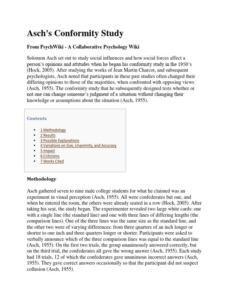 Aschs-Conformity-Study Part 1 | PDF | Conformity | Group Processes