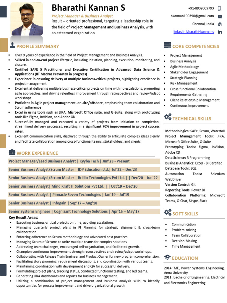 Bharathi Kannan Profile | PDF | Scrum (Software Development) | Agile Software Development
