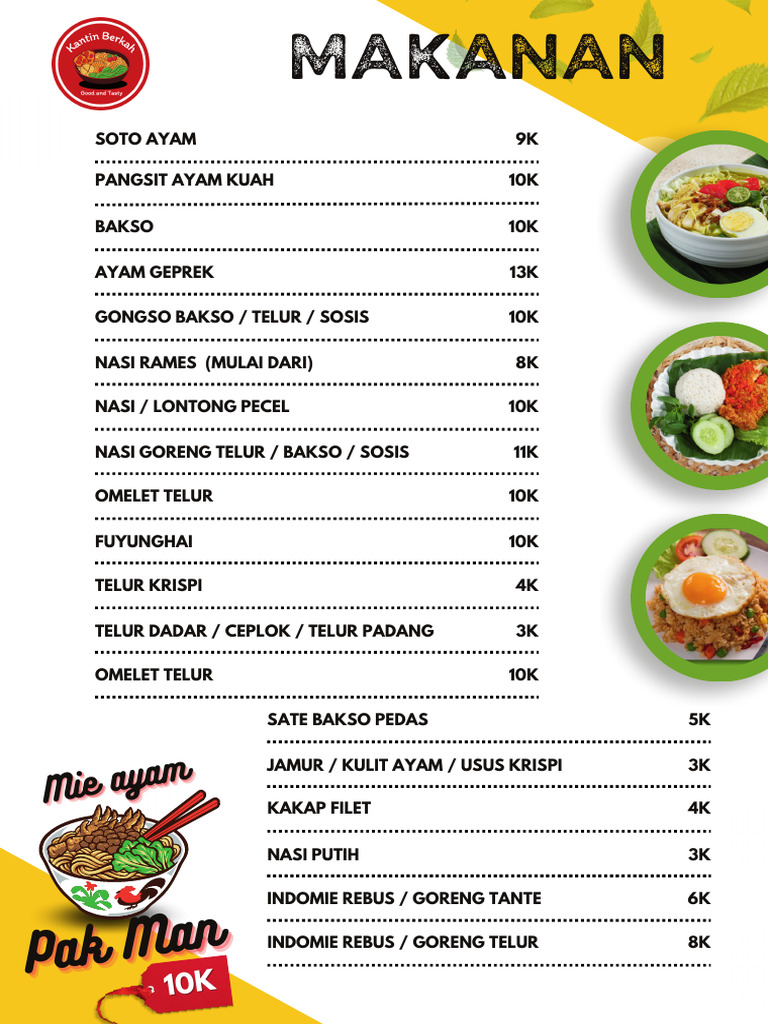Menu Kantin | PDF