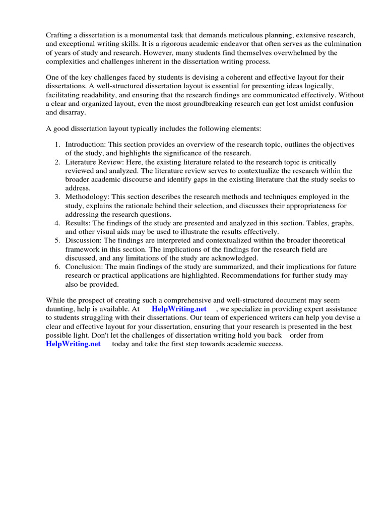 Good Dissertation Layout Pdf Thesis Writing