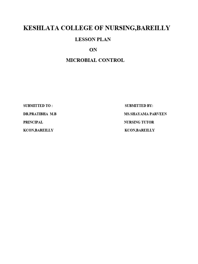 Lesson Plan of Microbiology | Download Free PDF | Lesson Plan ...