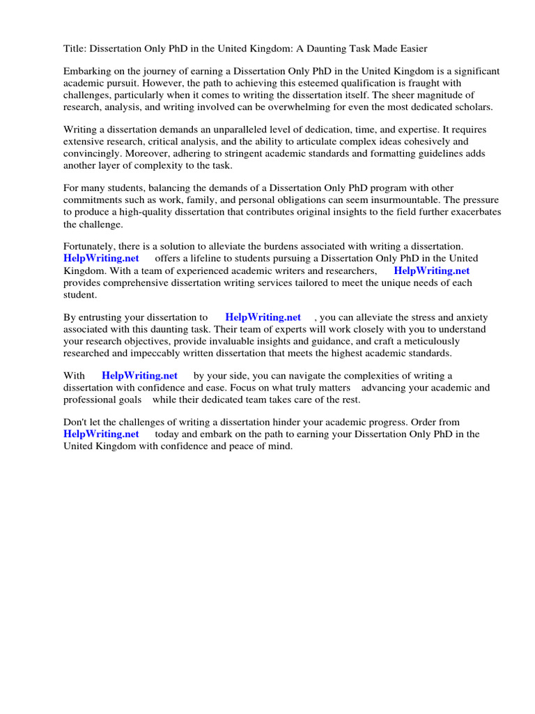 Dissertation Only PHD United Kingdom | PDF | Thesis | Theory