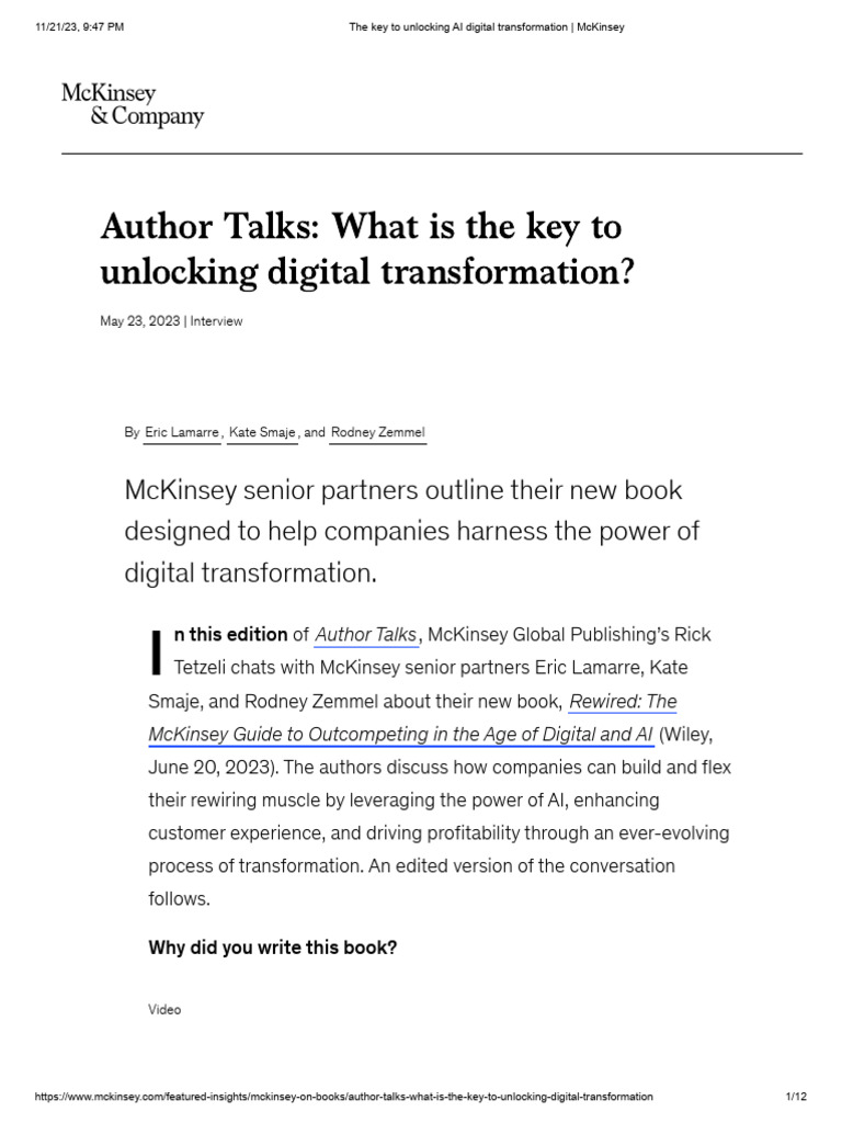 The key to unlocking AI digital transformation _ McKinsey | PDF ... The key to unlocking AI digital transformation _ McKinsey | PDF ...