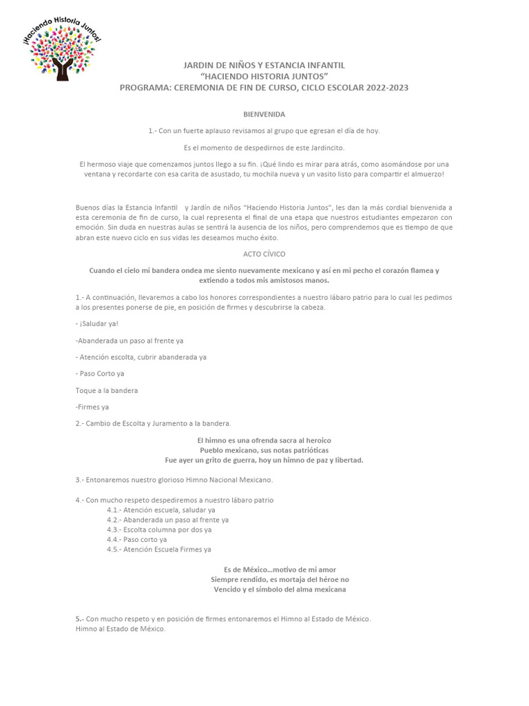 Programa Fin de Curso 2023 | PDF | Símbolos nacionales