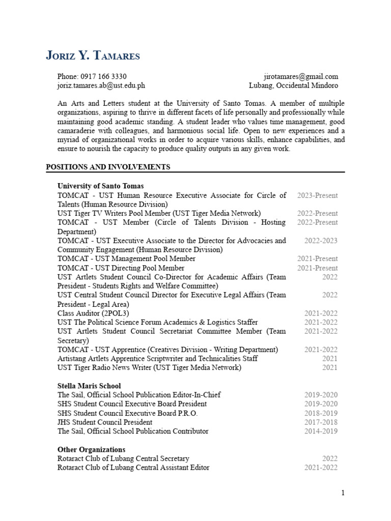 Sample CV Update | PDF