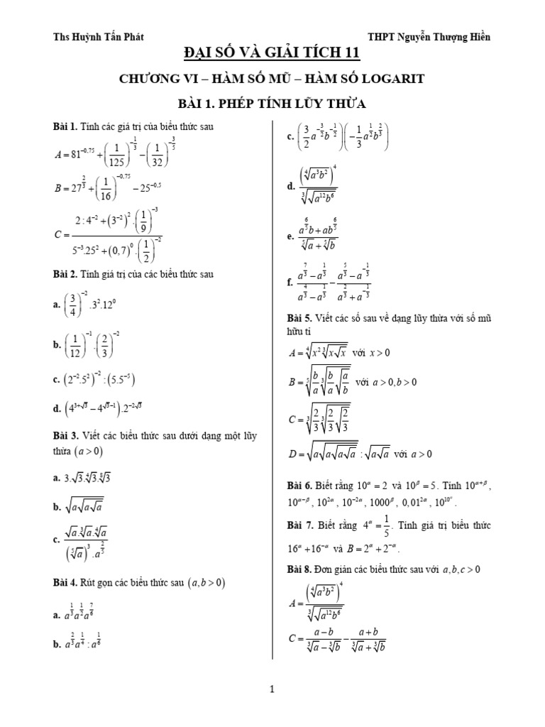 BT Ham So Mu Logarit | PDF