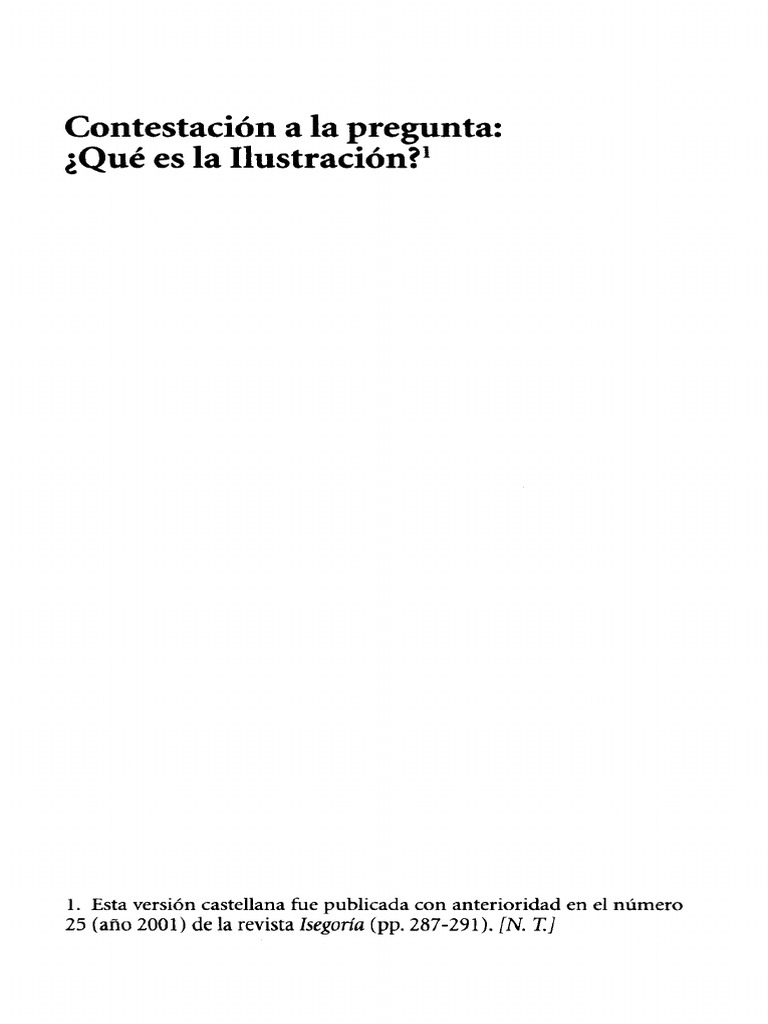 Kant I. Que Es La Ilustracion | PDF