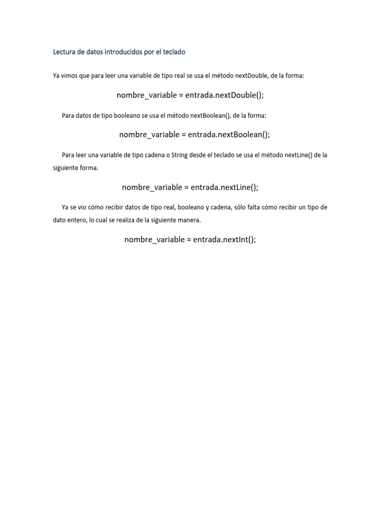 Clase 4 Entrada de Datos (Segunda Parte) | PDF | Java (lenguaje de ...