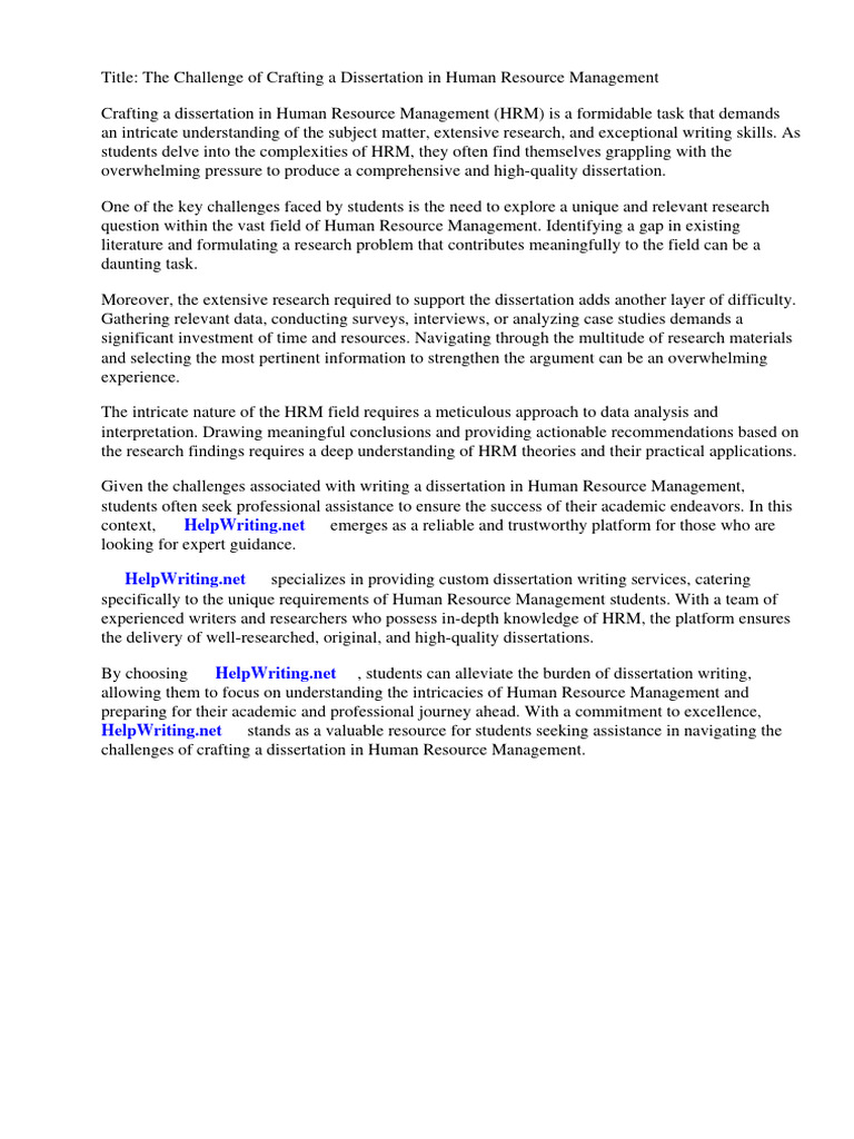 Dissertation Samples Human Resource Management | PDF | Human Resource ...