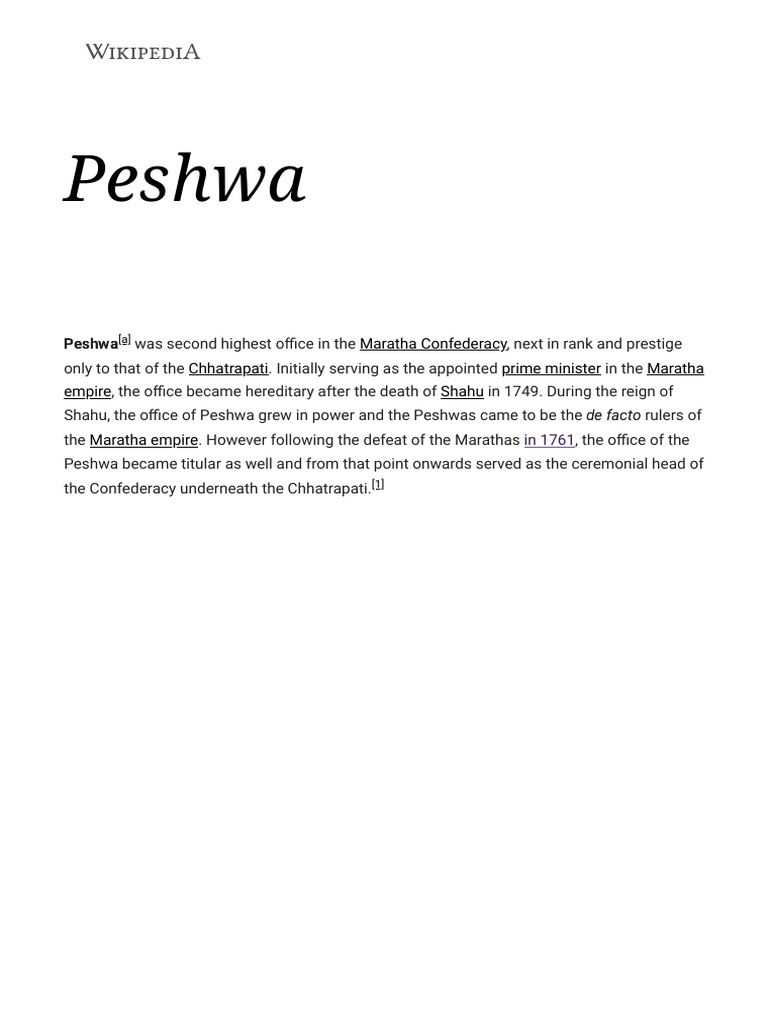 Peshwas List From Wikipedia | PDF | Religion & Spirituality | Classics