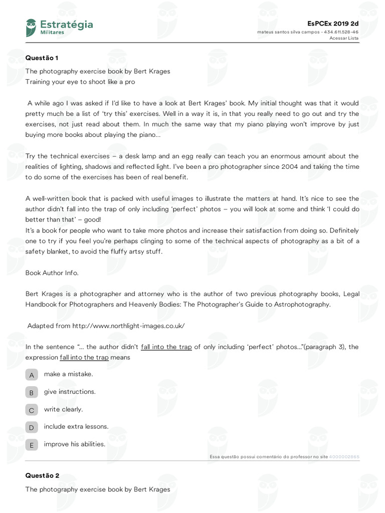 Espcex 2019 Ingles | PDF | Bomb | Salary