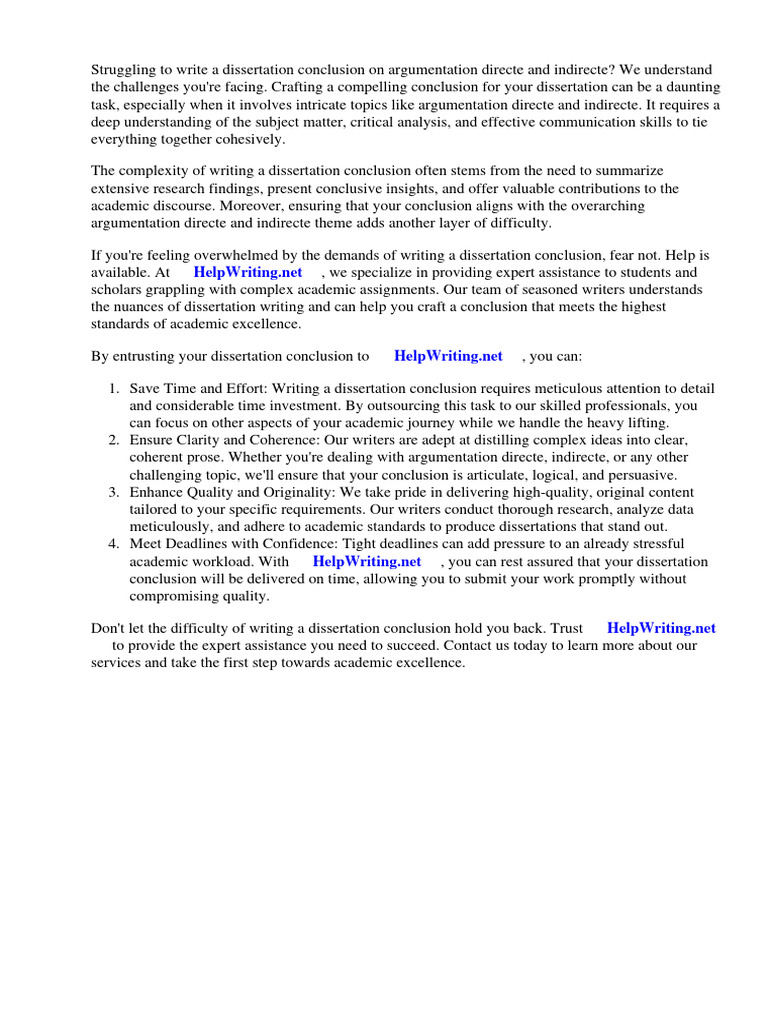 Conclusion Dissertation Argumentation Directe Indirecte | PDF ...