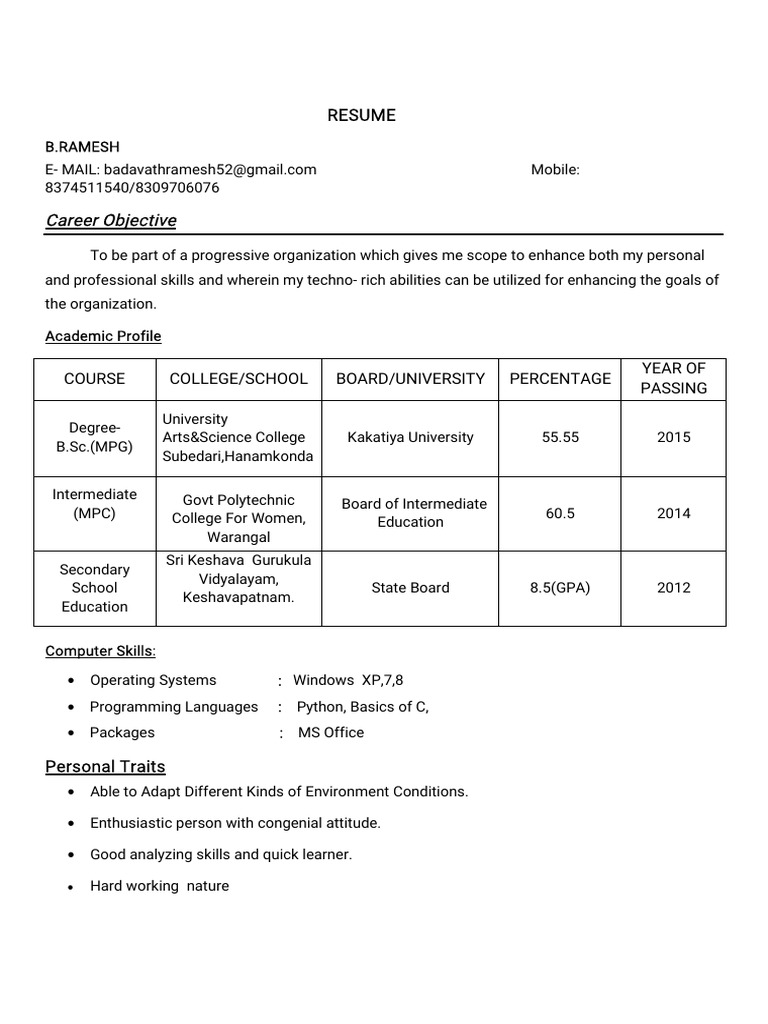 Resume Ramesh | PDF