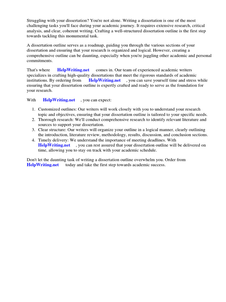 Sample Of A Dissertation Outline Pdf Thesis Essays