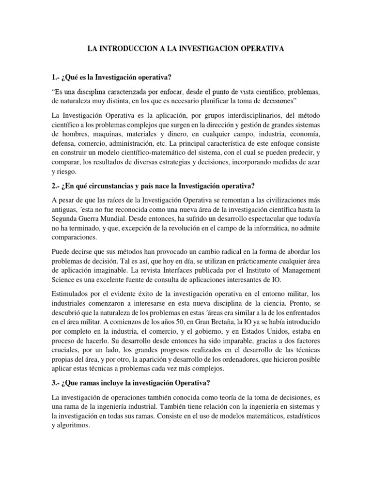 TAREA 1 Inv | PDF | La investigación de operaciones | Science