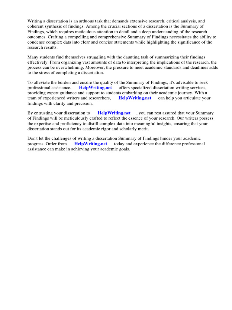 Dissertation Summary of Findings | PDF | Thesis | Science