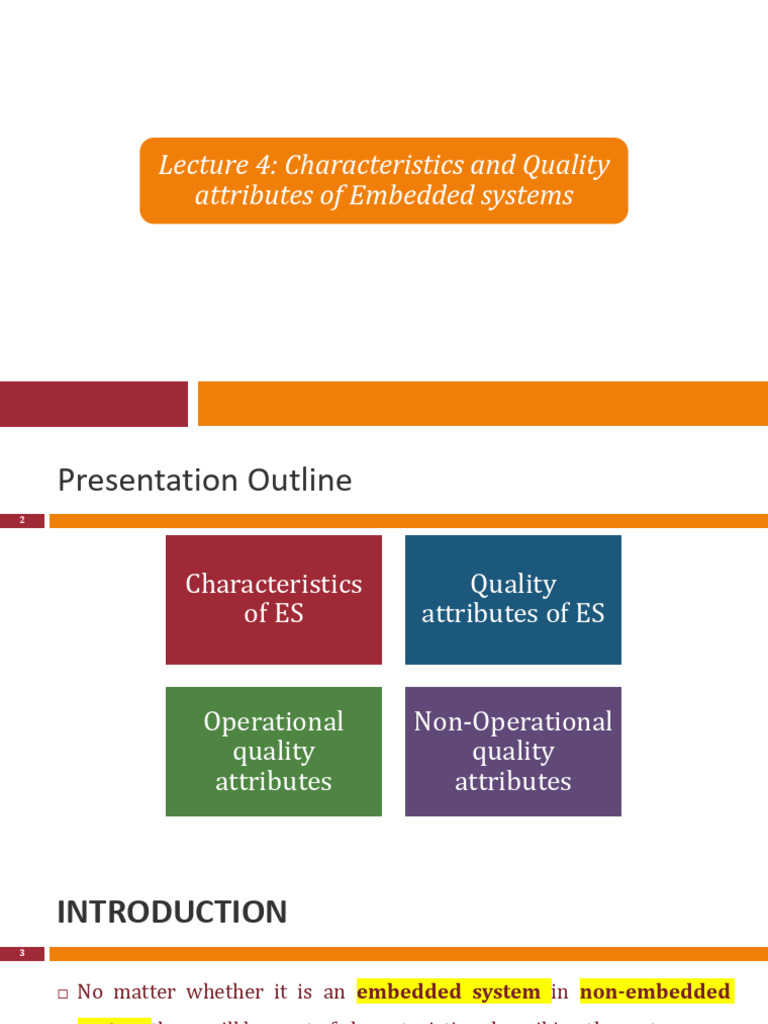 Lecture 4 CHaracteristics and quality Attributes of Embedded systems ...