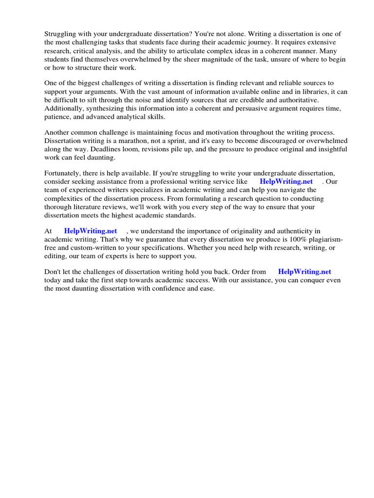 Undergraduate Dissertation Examples PDF | PDF | Thesis