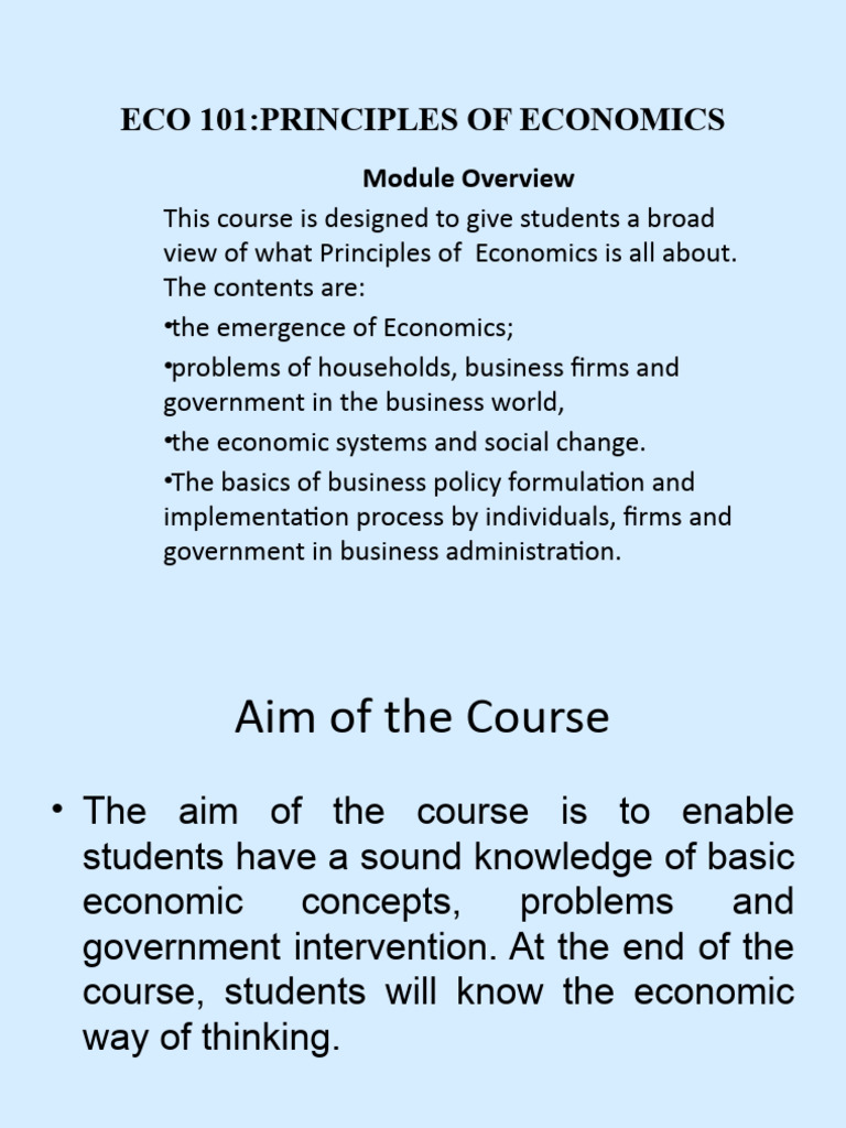 ECO 101 Principles of Economics Week 1, 2, 3. | PDF | Economies | Economics