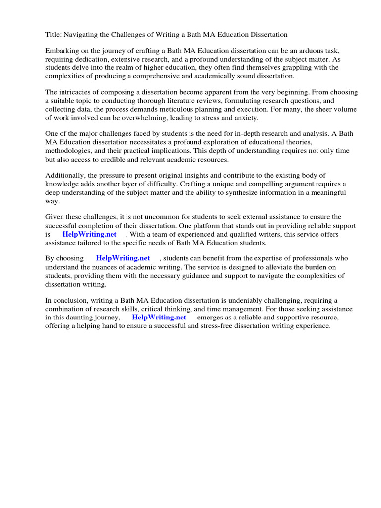 Bath Ma Education Dissertation | PDF | Thesis | Libraries