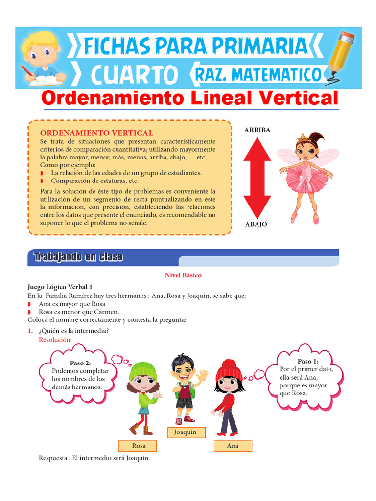 Ejercicios de Ordenamiento Vertical para Primaria | PDF