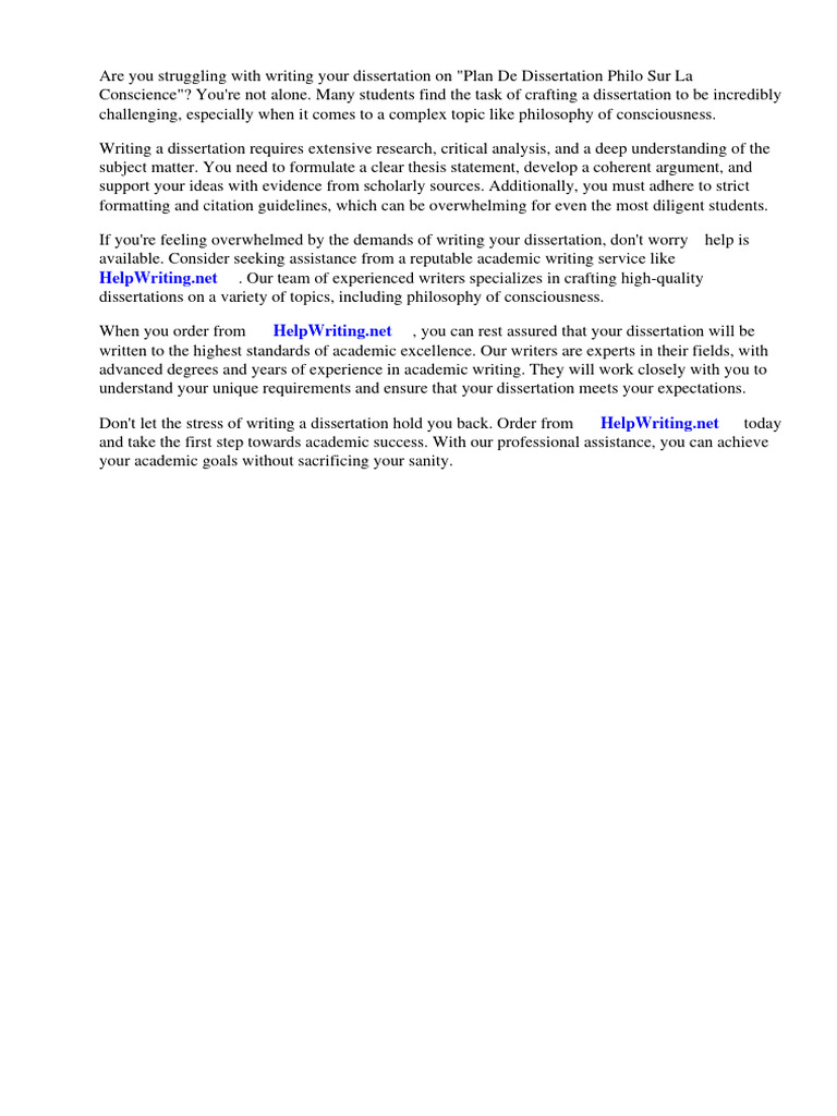Plan de Dissertation Philo Sur La Conscience | PDF | Thesis | Essays