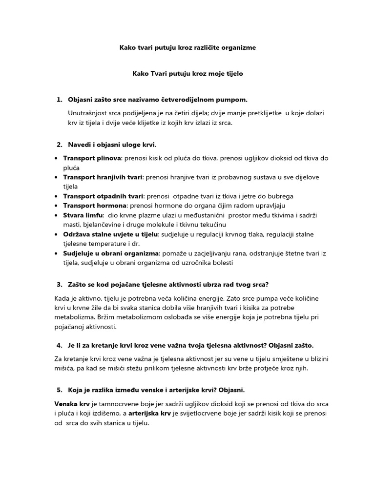 Kako tvari putuju kroz različite organizme | PDF