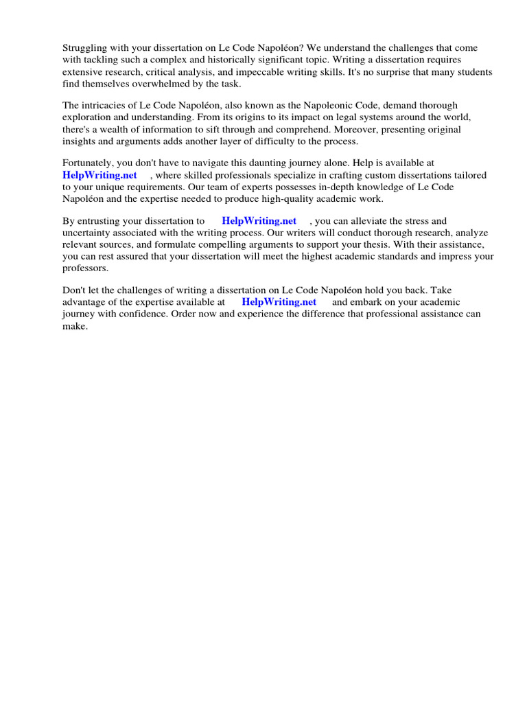 Dissertation Le Code Napoleon | PDF | Civil Law (Legal System) | Napoleon