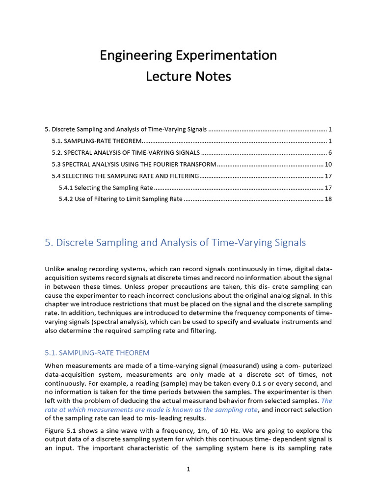 Chapter 5 Discrete Sampling And Analysis Of Time Varying Signals Pdf