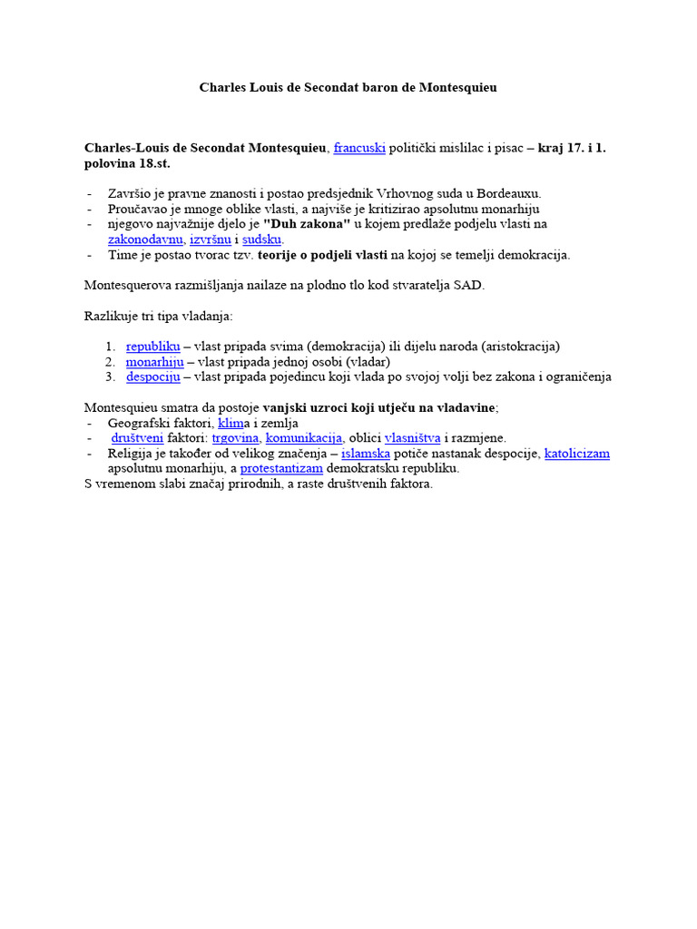 Charles Louis de Secondat Baron de Montesquieu | PDF