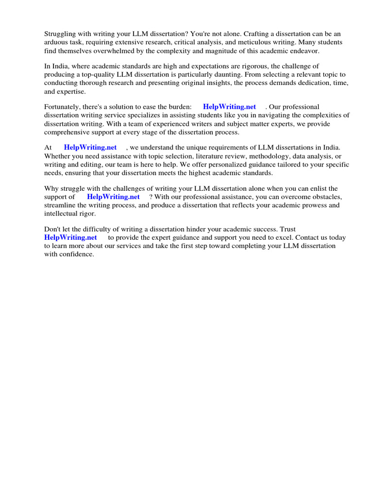 LLM Dissertation Samples in India | Download Free PDF | European Union | Thesis