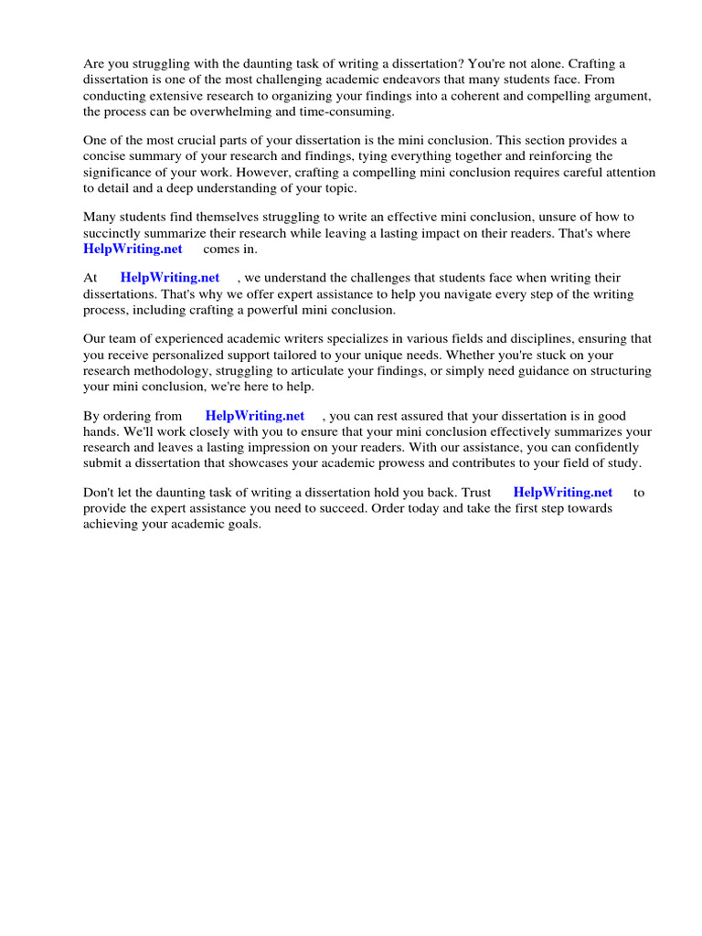 Mini Conclusion Dissertation | PDF | Essays | Thesis