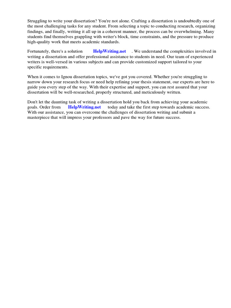 Ignou Dissertation Topics | PDF