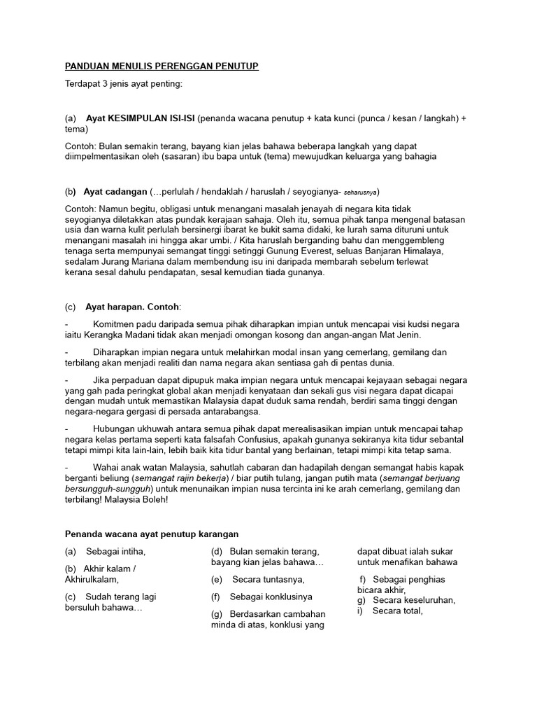 Panduan Menulis Perenggan Penutup | PDF