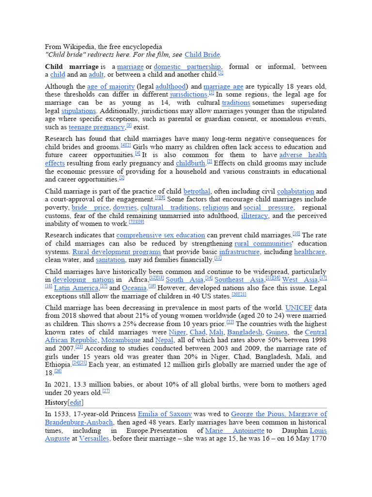 Information of Child Marriage Roll No 47 | Download Free PDF | Child ...