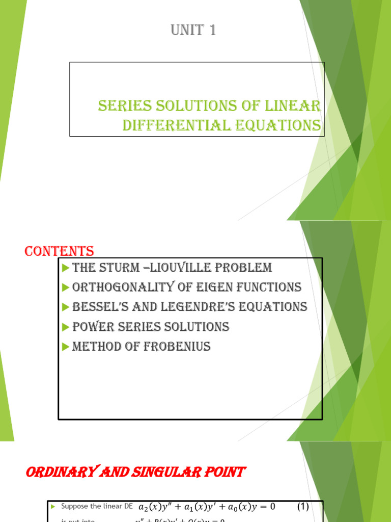 Ordinary, Singular Points, Power Series | PDF | Algebra | Applied ...