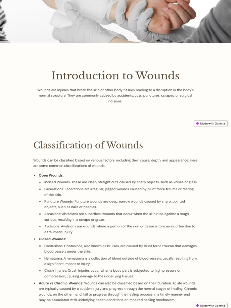 Introduction To Wounds | PDF | Wound Healing | Wound
