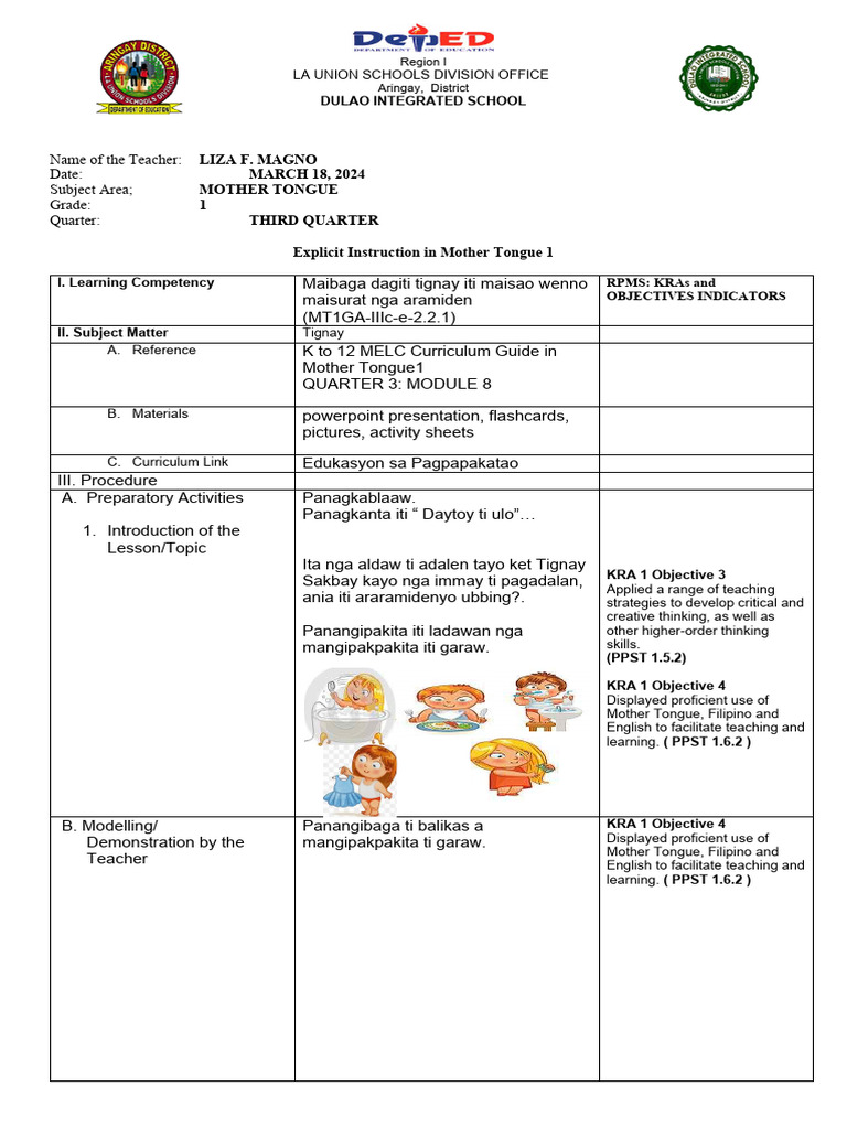 Cot 3 DEMO MTB - 3rd Quarter | PDF | Learning Methods | Cognitive Science