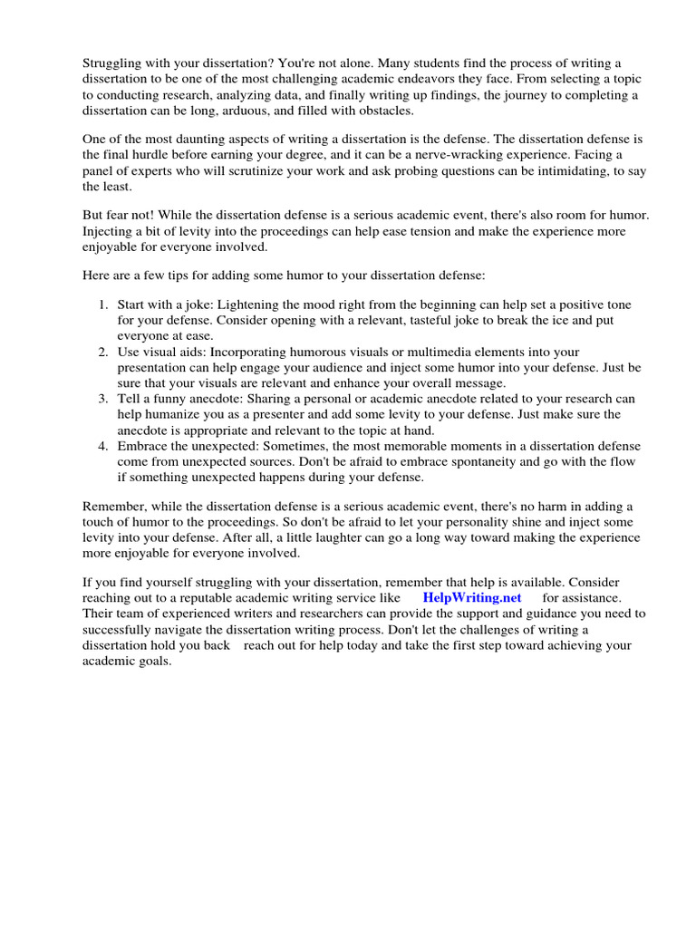 Dissertation Defense Humor | PDF | Thesis | Doctor Of Philosophy