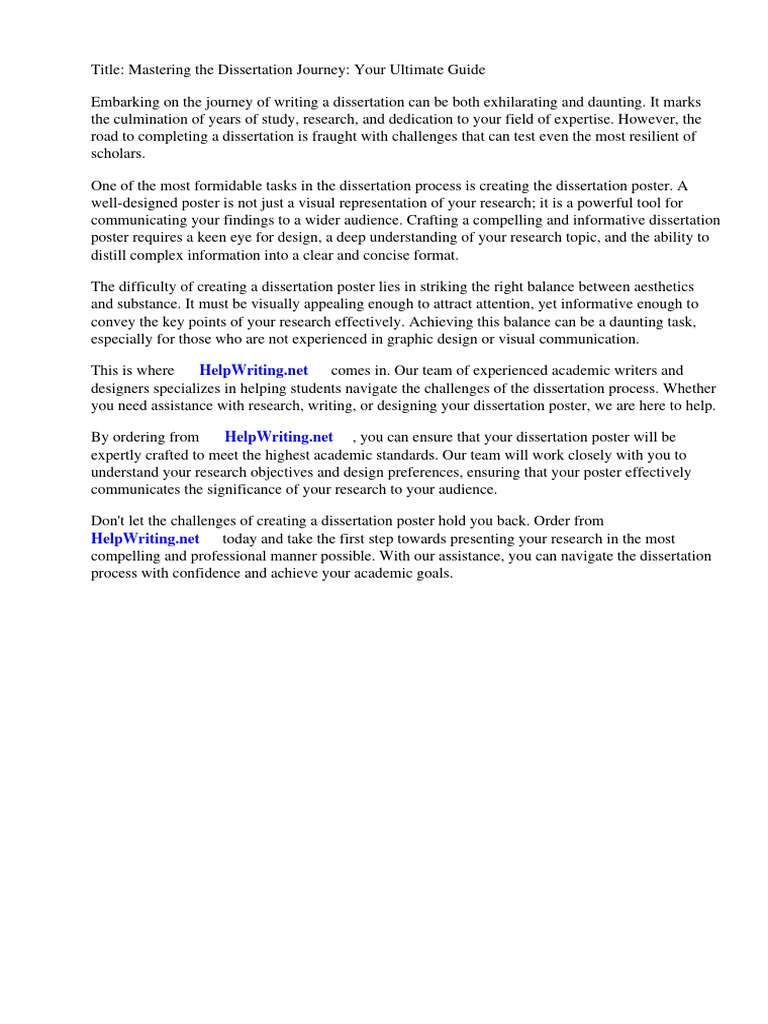 Dissertation Poster | Download Free PDF | Transport | Thesis