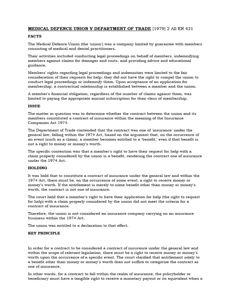 Medical Defence Union Contract Ruling | PDF | Insurance | Indemnity
