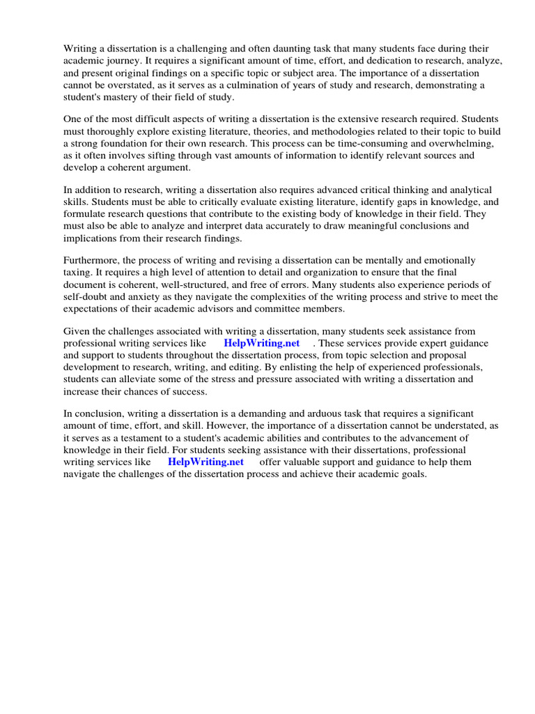 Dissertation Importance of Study | PDF | Thesis | Methodology