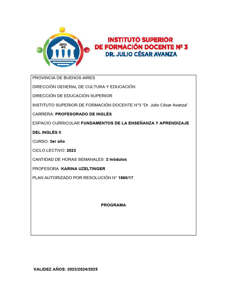 Programa Fundamentos II Updated Version | PDF | Evaluación | Maestros